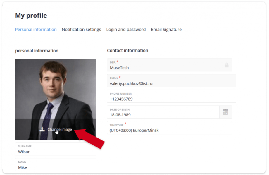 Modifying user profile information - Neaktor user support
